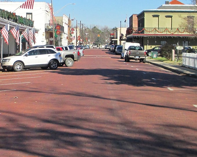Historic downtown Jefferson preserves its Victorian-era charm with brick buildings and tree-lined streets perfectly intact.