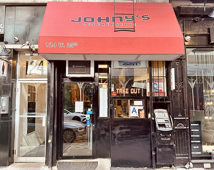 Johny's red awning signals breakfast salvation in a sea of Chelsea storefronts. Small space, enormous flavors!