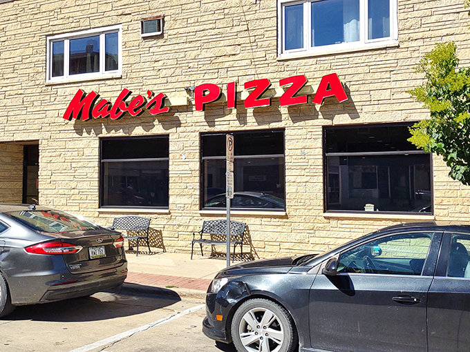 Mabe's stone facade has the sturdy look of a place that takes pizza seriously. Like pizza Fort Knox, but they happily share the treasure inside.