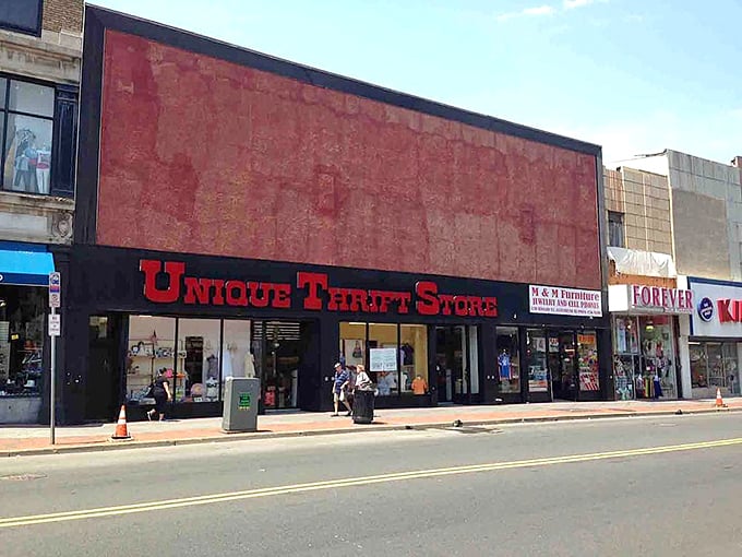 MyUnique's bold red signage stands out like a beacon for bargain hunters on Elizabeth's Broad Street.