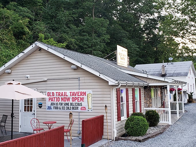 Old Trail Tavern's unassuming white exterior hides a carnivore's paradise. Like finding a treasure map in your grandpa's attic!