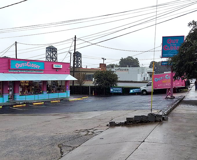 The pink storefront of Out of the Closet isn't just eye-catching&mdash;it's a beacon for bargain hunters and community supporters alike.