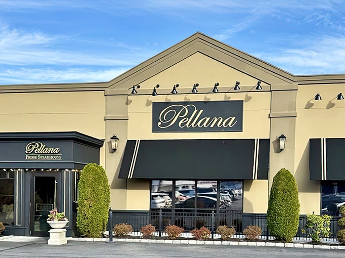Pellana's elegant cream fa&ccedil;ade hides a meat lover's paradise. Like finding a diamond mine disguised as a jewelry box!