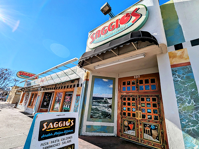 Saggios' artful entrance with those beautifully painted doors is like the cover of a delicious book you can't wait to open.