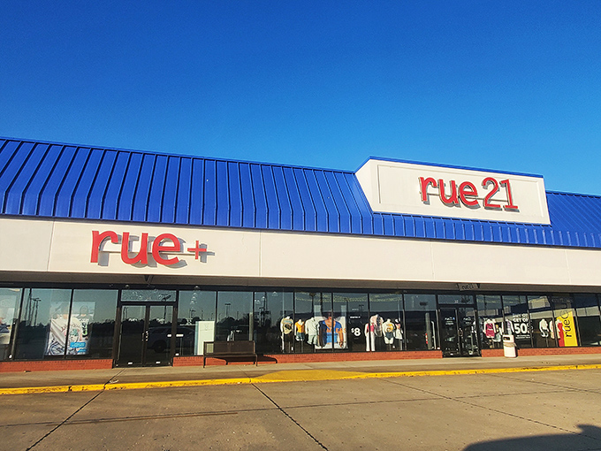 That bright blue roof signals serious bargain hunting ahead for savvy Missouri shoppers.