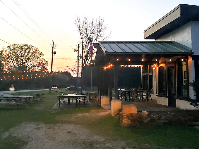Modern meets rustic in this sleek steakhouse where string lights create magic under Georgia skies. 