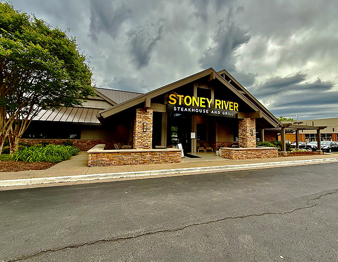 Stoney River's rustic stone facade looks like it was plucked from a mountain retreat. Spoiler alert: the steaks inside are even more impressive.