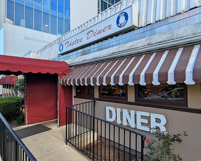 Classic Americana shines at Tastee Diner, where the red awning promises comfort food that hasn't changed since your first crush.