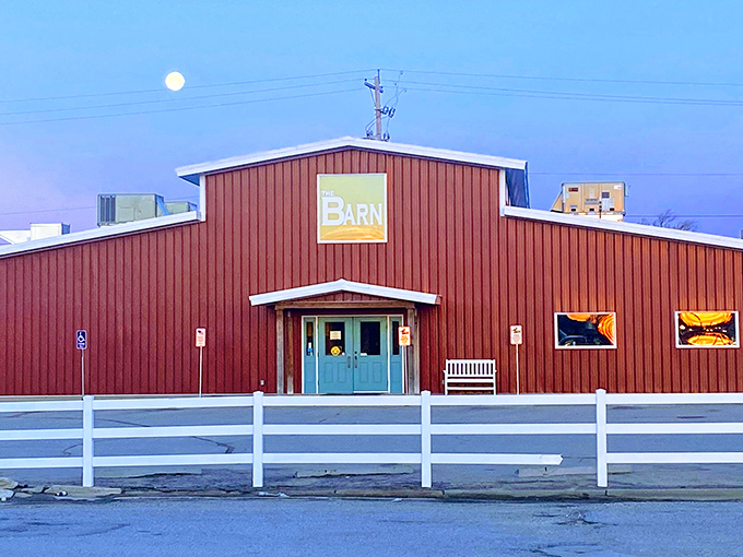 The Barn stands proud against the Kansas sky, a red cathedral dedicated to the religion of comfort food.