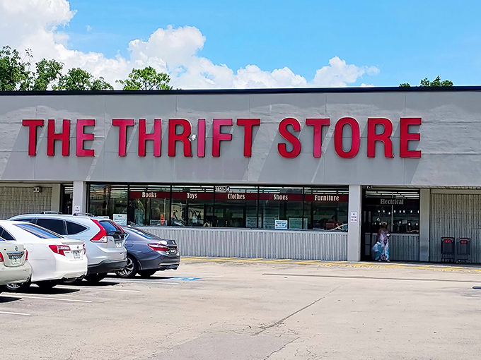 "THE THRIFT STORE" - when your name says it all. No fancy frills, just departments clearly marked and treasures waiting.
