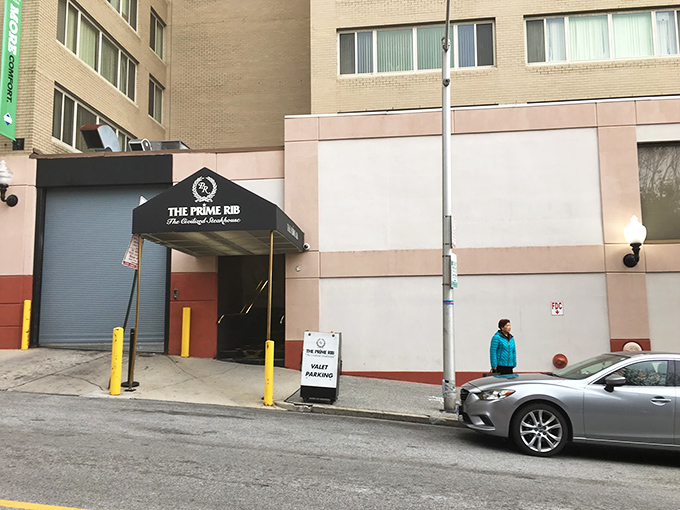 That unassuming entrance hides one of Baltimore's best-kept secrets for prime rib that'll change your life forever.