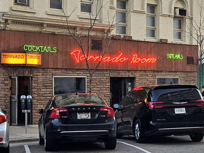 That glowing "Tornado Room" sign isn't just decoration&mdash;it's a warning that your taste buds are about to be swept away.