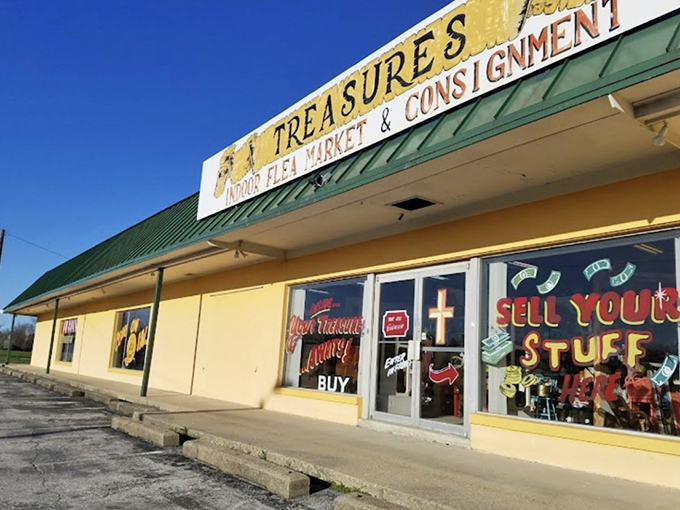 Treasures Indoor Flea Market's sunny fa&ccedil;ade promises what's inside&mdash;a climate-controlled paradise where bargain hunting never gets rained out.