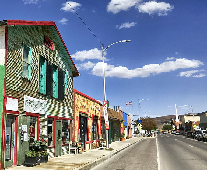 Truth or Consequences' colorful buildings pop against the desert sky like a painter's happy accident come to life.