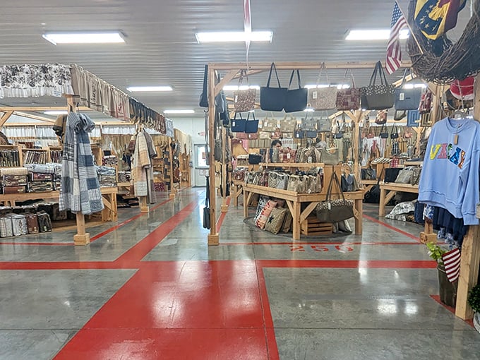 Clean lines and organized treasures. This Amish Country marketplace brings a touch of elegance to the flea market experience.