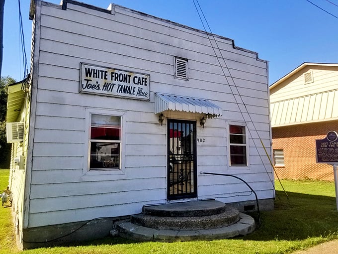 The humble White Front Cafe stands like a time capsule of Delta tamale tradition. Simple exterior, extraordinary flavors waiting inside!