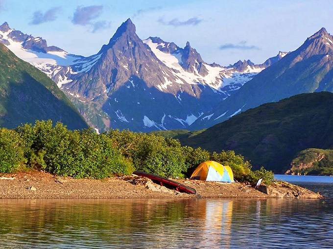 Camping doesn't get more epic than this&mdash;your tent, a kayak, and mountains sharp enough to slice through your everyday worries.