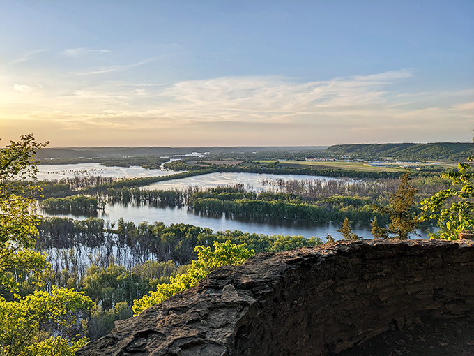 The mighty Mississippi meets the Wisconsin River at Wyalusing, creating a view that makes you feel like you're soaring.