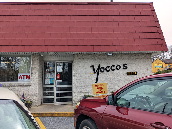 Yocco's distinctive red roof and simple exterior hide the Allentown hot dog magic that happens inside this local institution.