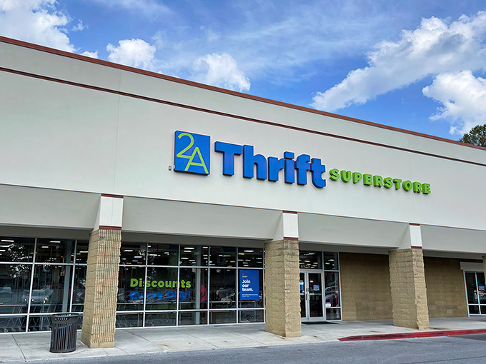 A closer look at 2nd Ave's bold blue signage&mdash;where "Superstore" isn't just a name, it's a promise of endless aisles to explore.