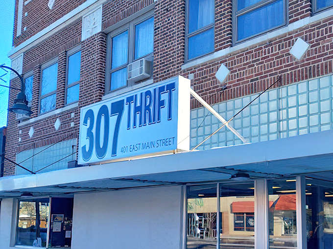 The 307 Thrift storefront promises adventure within - where everyday items get their second act at prices that feel like theft.