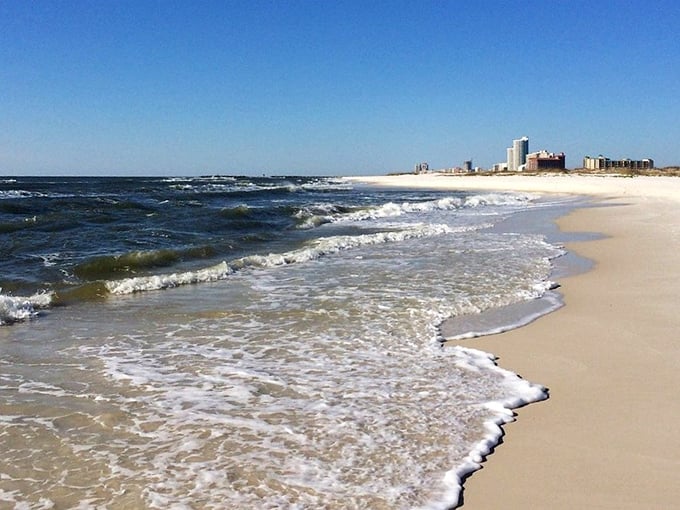 The meeting point of bay and gulf creates this postcard-perfect scene. Mother Nature showing off again at Alabama Point East.