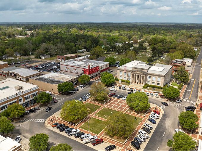 From this bird's-eye view, you can almost hear the unhurried conversations happening in the town square below.