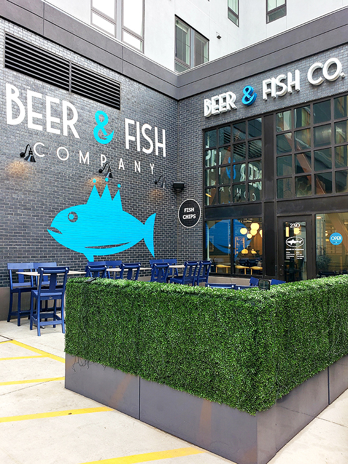 "That turquoise fish isn't just a logo&mdash;it's practically winking at you, promising ocean treasures in downtown Fargo."