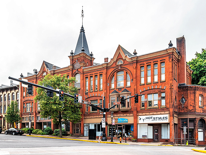 Victorian elegance meets small-town practicality in this perfectly preserved downtown streetscape.