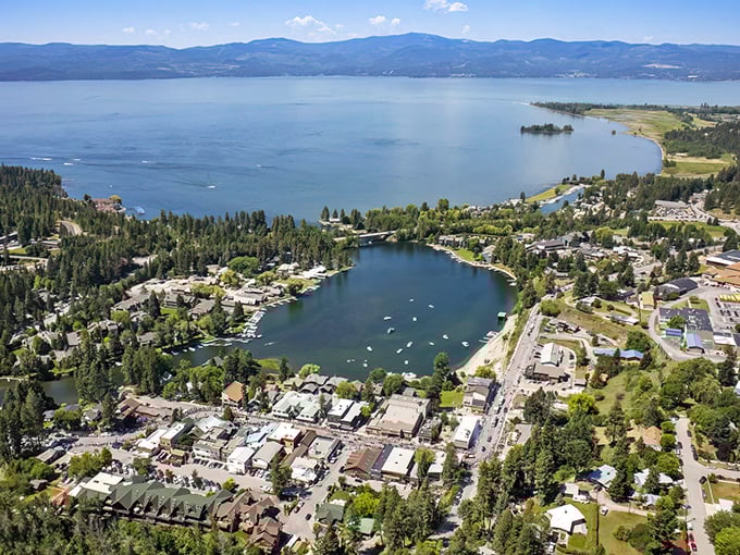 Bigfork's double delight: a charming village nestled between pristine waters and the endless Montana sky.