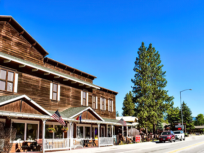 This rustic wooden storefront in Darby whispers "Yellowstone" vibes without the Hollywood price tag. Rip Wheeler would approve.