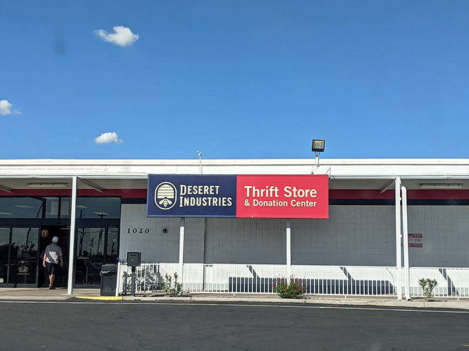 The red and blue signage stands out against the Arizona sky, like a beacon for bargain seekers.