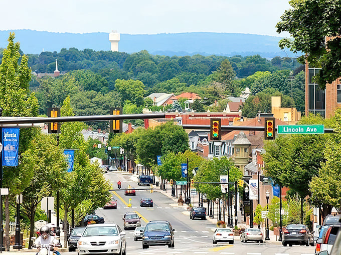 The view from above Ephrata shows a community that's mastered the art of organized charm.