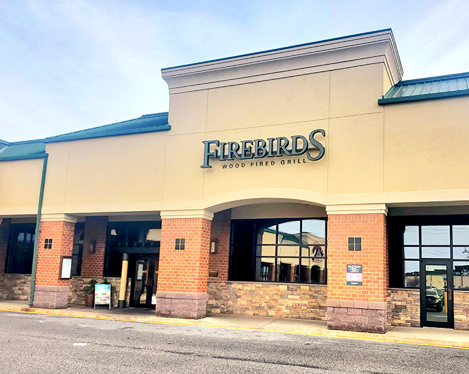 Those glowing blue letters might as well say "Enter here for meat cooked the way cavemen intended."