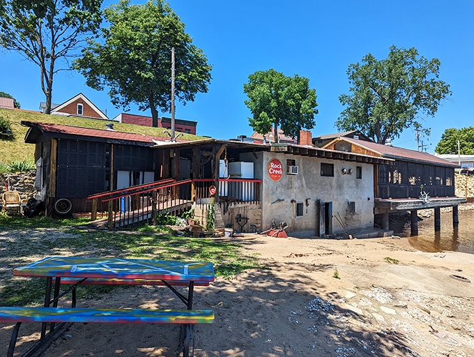 The rustic Fish Shack sits right on the Mississippi riverbank, serving up amazing seafood with a side of stunning water views.
