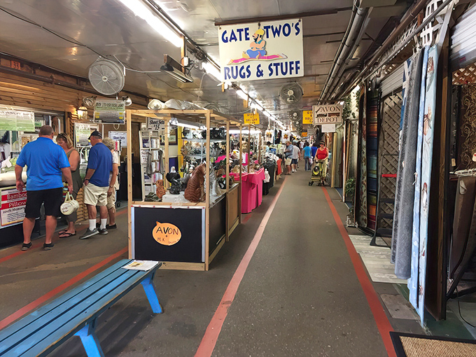 "Rugs & Stuff" indeed! This indoor marketplace is a labyrinth of possibility where one person's castoffs become another's perfect find.