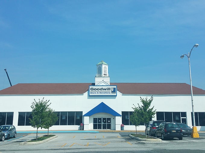 That distinctive cupola crowns Goodwill like a thrifter's lighthouse, guiding bargain hunters safely to shore through retail waters.