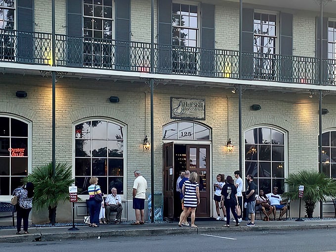 A line forms outside Half Shell Oyster House &ndash; locals know that wait is worth every minute!