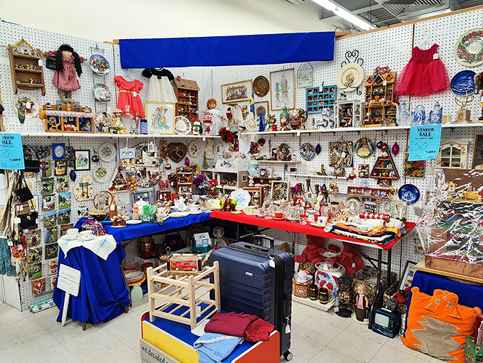 One vendor's booth overflows with colorful finds, proving that one person's clutter is another person's perfect collection.