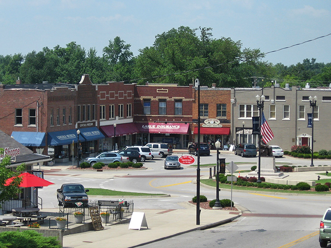 Insurance agencies and small shops line the square where neighbors wave and your retirement dollars stretch like saltwater taffy.
