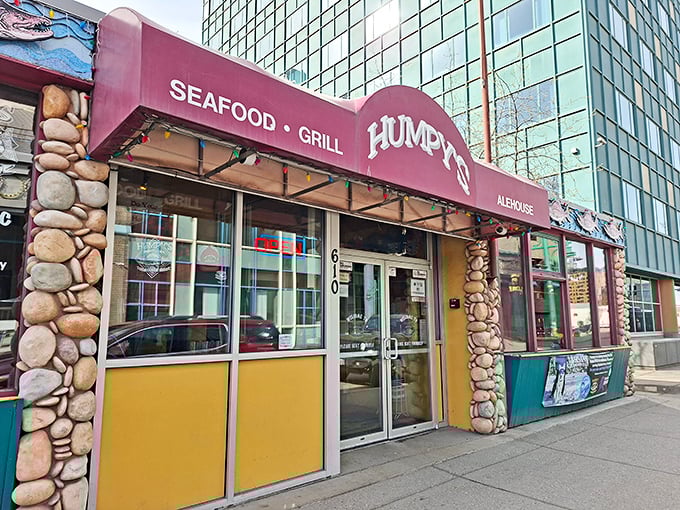 Humpy's stone-faced entrance hides seafood secrets behind those doors. Like finding a pearl in an ordinary oyster!