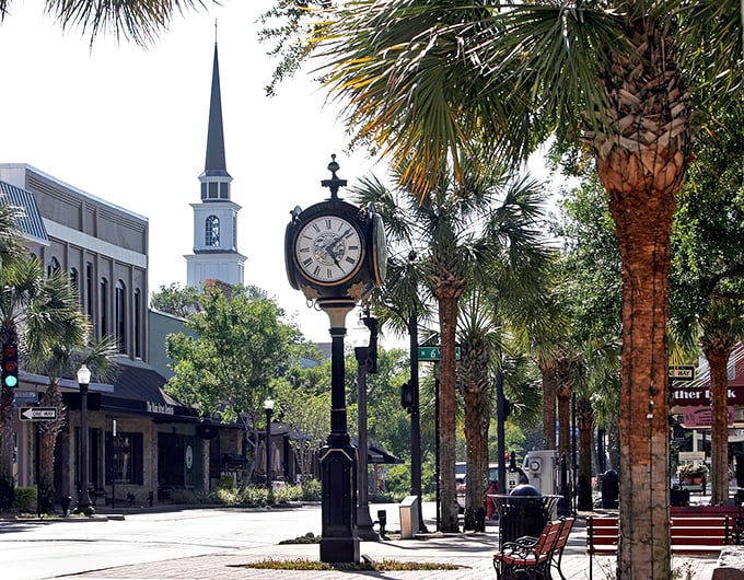 Inverness downtown invites you to park and explore. That courthouse clock has witnessed generations of local stories.