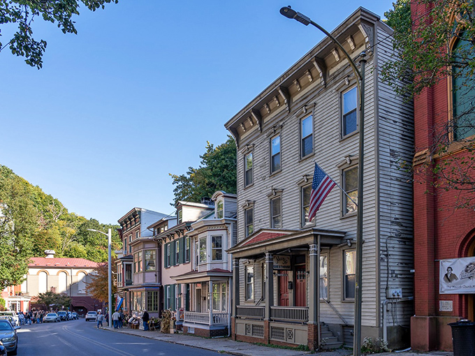 Victorian charm on full display in Jim Thorpe, where colorful historic buildings stand shoulder to shoulder like old friends catching up.