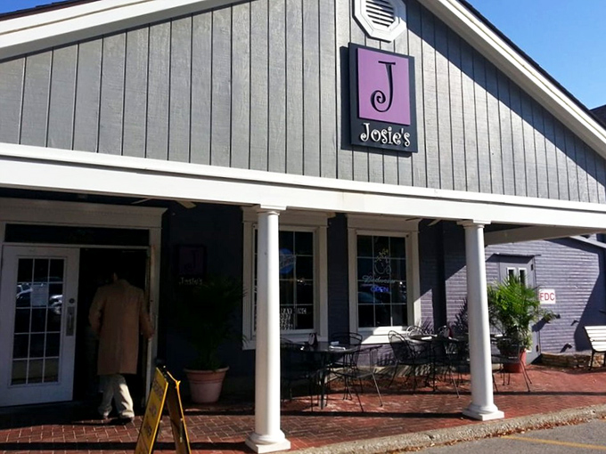 That purple "J" sign might as well stand for "Just what the breakfast doctor ordered." Josie's patio beckons with promises of morning bliss.