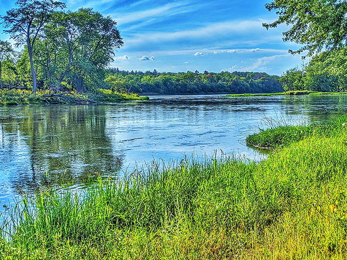 Sunlight dances on the Kankakee's rippling surface, creating a light show that rivals any Broadway production.