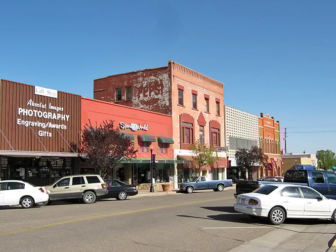 The warm hues of La Junta's downtown buildings mirror the sunset colors of southeastern Colorado's expansive skies.