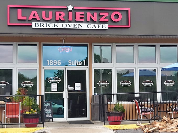 Clean lines and outdoor seating create the perfect stage where pizza dreams become saucy, cheesy reality. 