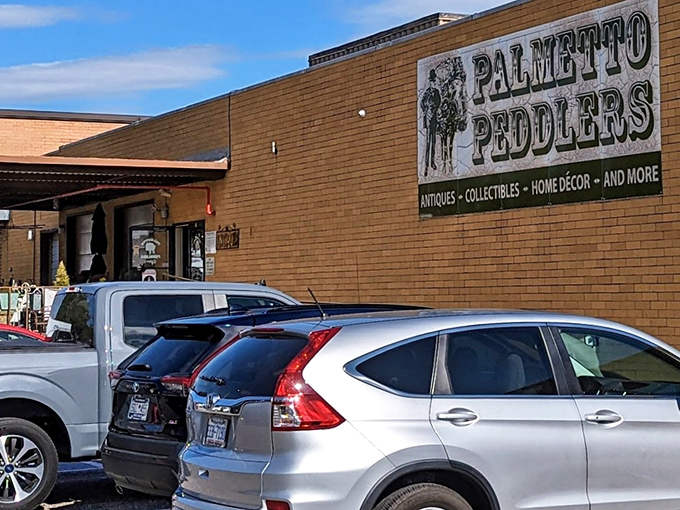 The sign says it all: antiques, collectibles, and "more." That "more" is where the magic happens, folks!