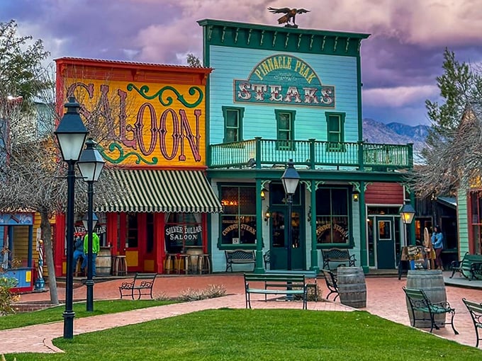 Where the Old West lives on! Pinnacle Peak stands proudly next to the Silver Dollar Saloon, creating a mini frontier town experience.