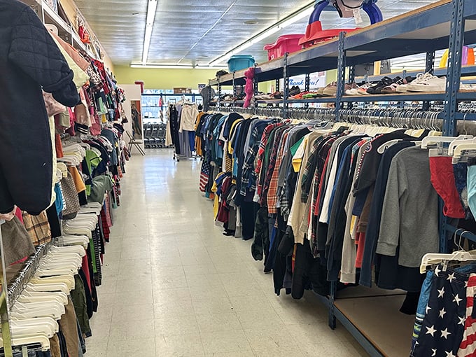 The clothing section at Prime Thrift is meticulously organized&mdash;like having a personal shopper who doesn't judge your budget.